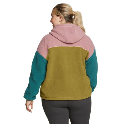 Women's We Wander Faux Shearling Fleece Hooded Jacket - Color Blocked ...